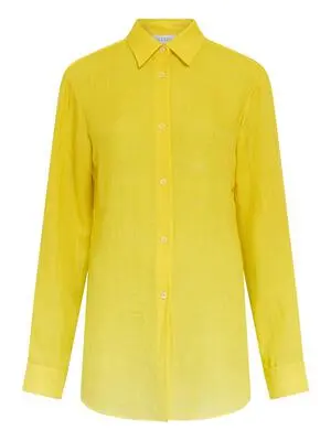 Gabriela Hearst Reyes Shirt In Cashmere Silk Herringbone - Cadmium Yellow