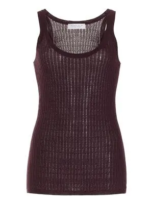 Gabriela Hearst Nevin Pointelle Knit Tank Top - Deep Bordeaux