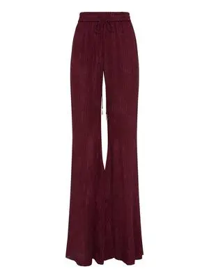 Gabriela Hearst Claude Flare Pant In Plisse Silk - Bordeaux