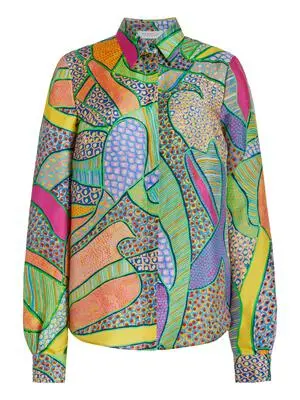 Gabriela Hearst Henri Printed Silk Twill Blouse - Green Multi