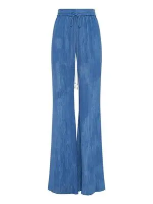 Gabriela Hearst Claude Flare Pant In Plisse Silk - Sky