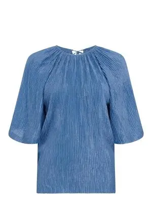 Gabriela Hearst Nula Plisse Silk Top - Sky