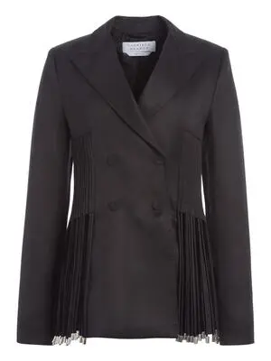 Gabriela Hearst Giorgio Fringe Textured Linen Blazer - Black