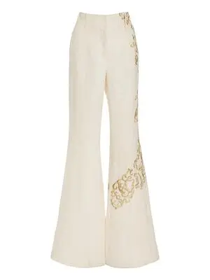 Gabriela Hearst Rhein Embroidered Linen Pant - Ivory