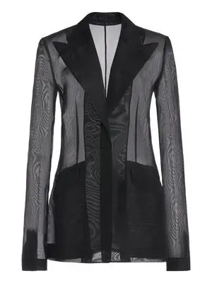 Gabriela Hearst Leiva Sheer Blazer In Silk Organza - Black