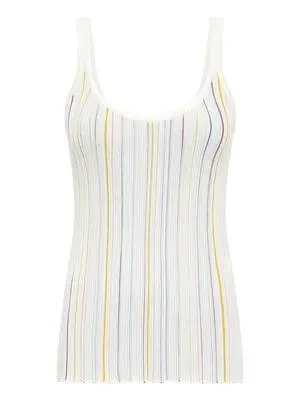 Gabriela Hearst Yara Pinstripe Knit Tank Top - Ivory Multi