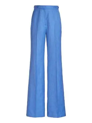 Gabriela Hearst Vesta Virgin Wool And Silk-linen Pants - Sapphire