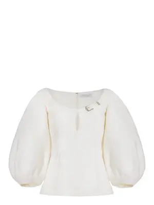 Gabriela Hearst Siro Sequin Virgin Wool Top - Ivory