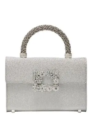 ROGER VIVIER Jewel Efflorescence Mini Glitter Tote Bag - Silver