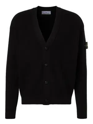 Stone Island Compass Cotton Cardigan Black
