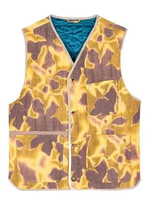 Paul Smith Photogram Leaves' Print Quilted Gilet - Yellow