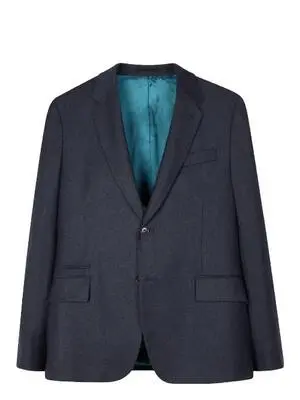 Paul Smith Tailored-fit Dark Overdyed Wool-cashmere Flannel Blazer - Blue