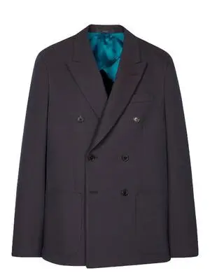 Paul Smith Navy Cotton And Wool-blend Twill Double-breasted Blazer - Blue