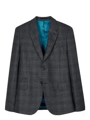 Paul Smith Tailored-fit Navy Gingham Check Natural Stretch Wool Blazer - Blue