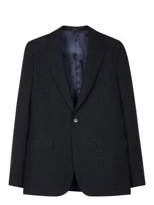 Paul Smith The Brierley Navy Gingham Check Stretch-wool Blazer - Blue