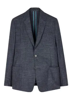 Paul Smith Dark Marl Wool-linen Unlined Blazer - Blue