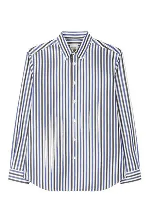 Paul Smith Casual-fit Blue And Cotton Striped Shirt - White