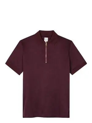 Paul Smith Burgundy Geo Jacquard Zip Polo Shirt - Red