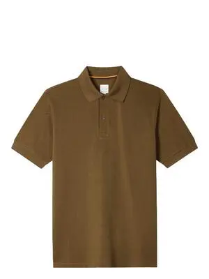 Paul Smith Light Khaki 'artist Stripe' Placket Polo Shirt - Brown
