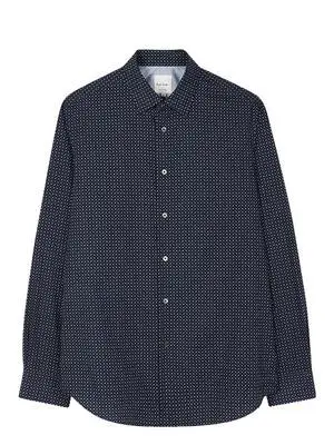Paul Smith Tailored-fit Navy Paisley Cotton Shirt - Blue