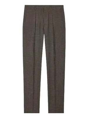 Paul Smith Gingham Check Tapered-fit Pleated Stretch-wool Trousers - Green