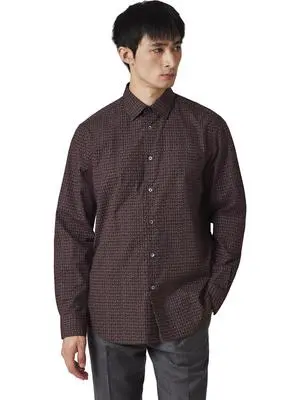 Paul Smith Tailo-fit Burgundy Mini Diamond Print Shirt - Red