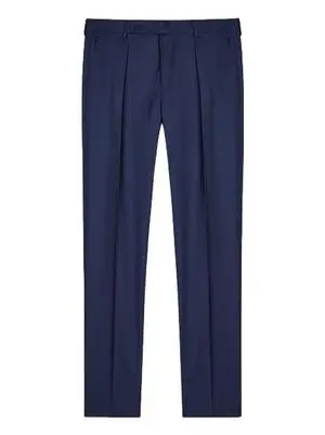 Paul Smith Tapered-fit Pinstripe Wool Pleated Trousers - Blue