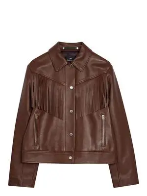 Paul Smith Leather Fringe Jacket - Brown