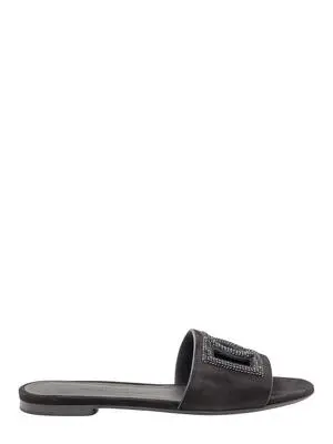Dolce & Gabbana Dg Logo Leather Sandals - Black
