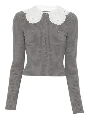 SELF-PORTRAIT Collar-detail Sweater - Grey