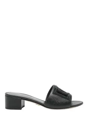 Dolce & Gabbana Dg Logo Leather Sandals - Black