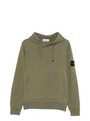 Stone Island Logo Cotton Hoodie - Green