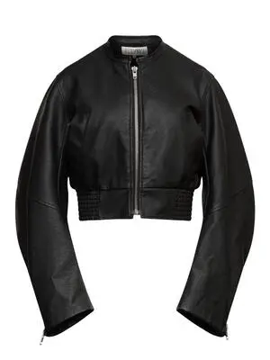 MAISON MARGIELA Leather Effect Bomber Jacket - Black