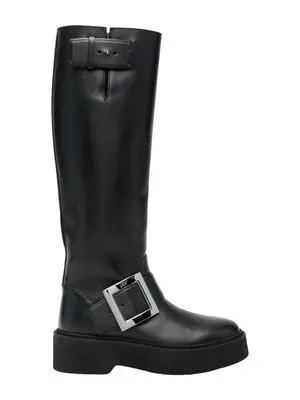 ROGER VIVIER Viv Rangers High Leather Boots - Black