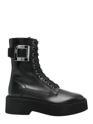 ROGER VIVIER Viv Rangers Leather Boots - Black