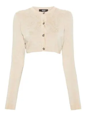 Versace Barocco Texture Cropped Cardigan - Beige