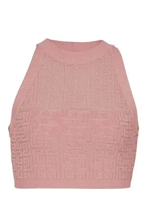 Balmain Monogram Halterneck Top - Pink