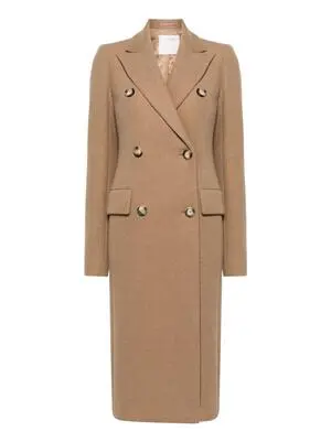 Sportmax Wool Double-breasted Coat - Beige