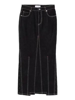 MARINE SERRE Moon Denim Long Skirt - Black