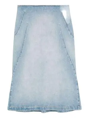 Dries Van Noten Denim Midi Flared Hem Skirt - Sky Blue