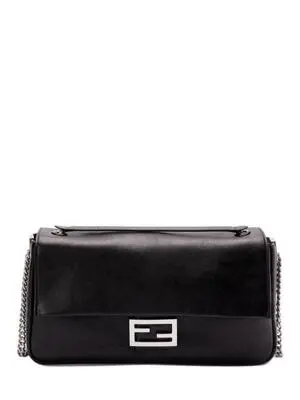 Fendi Baguette Large Leather Shoulder Bag - Black