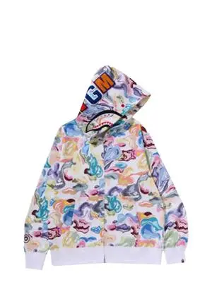 A BATHING APE Art Camo Shark Full Zip Hoodie - White