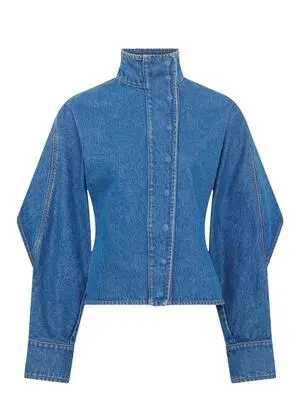 MARINE SERRE Moon Laser Wash Denim Shirt - Blue
