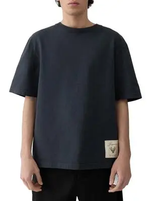 Jacquemus Relaxed Fit Cotton T-shirt With Contrast Logo And Dropped Shoulders Navy