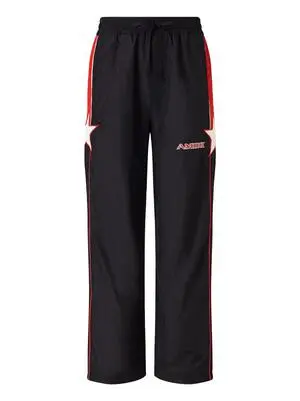 Amiri Straight-leg Logo-embroidered Striped Shell Sweatpants - Black