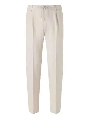 Eleventy Straight-Leg Lyocell And Linen-Blend Trousers Beige