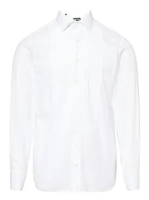 TOM FORD Classic Pleated Cotton Evening Shirt - Optical White