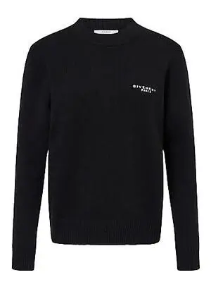 Givenchy Logo-embroidered Wool And Cashmere-blend Jumper - Black