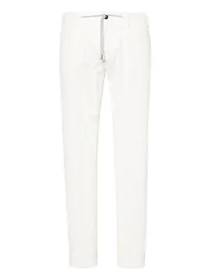 Eleventy Tapered-leg Cotton-blend Trousers - White