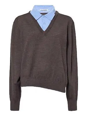 Acne Studios Kascha Layered Wool Jumper - Brown Blue